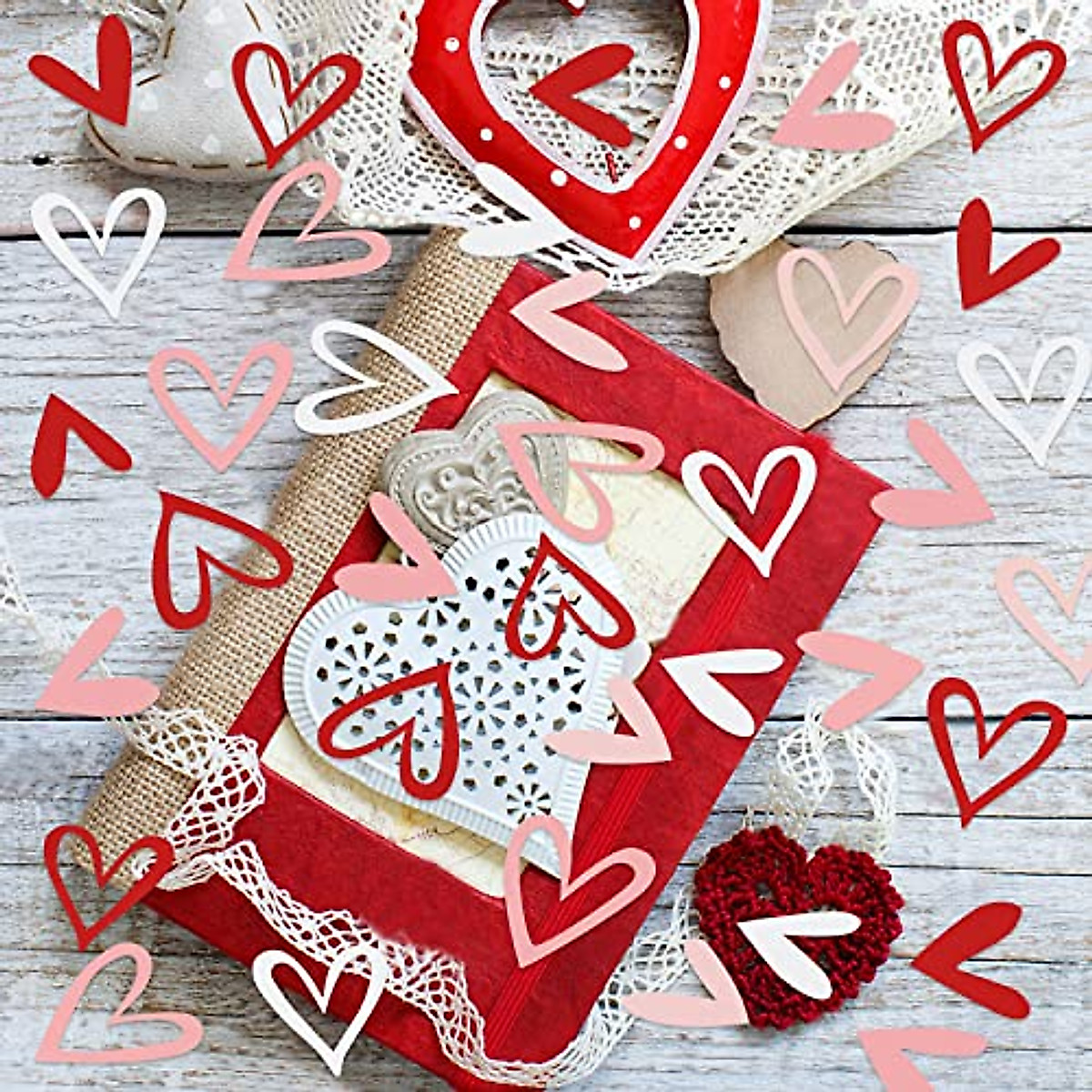 200Pcs Valentine Confetti Hearts, Valentines Table Confetti, Heart Confetti for Tables, Valentines Day Table Decor for Valentines Wedding Anniversary Party Supplies