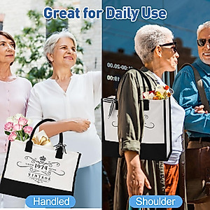 50th Birthday Gift for Women, Canvas Tote Bag for Women 1974, Keepsake Gift for Her Turning 50, 50th Birthday Party Decorations, Great 50th Birthday Gift Packaging Bags, 50th Birthday Gifts for Her