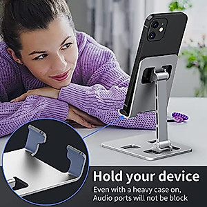 Sakya Folding Cell Phone Stand, Fully Adjustable Desktop Phone Holder Cradle Dock Compatible with Phone 14, Plus, Pro, Pro Max, 13 12 X XS,Android Smartphone, Pad (7-12"), Desk Accessories Upgrade