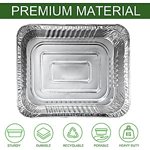 fohuas Disposable Aluminum Foil Pans 13x9 IN, 24 Packs Sturdy Half Size Deep Steam Table Pans Freezer,Oven Portable Food Storage Containers for Baking, Cooking, Roasting & Reheating(9x13x2.5)