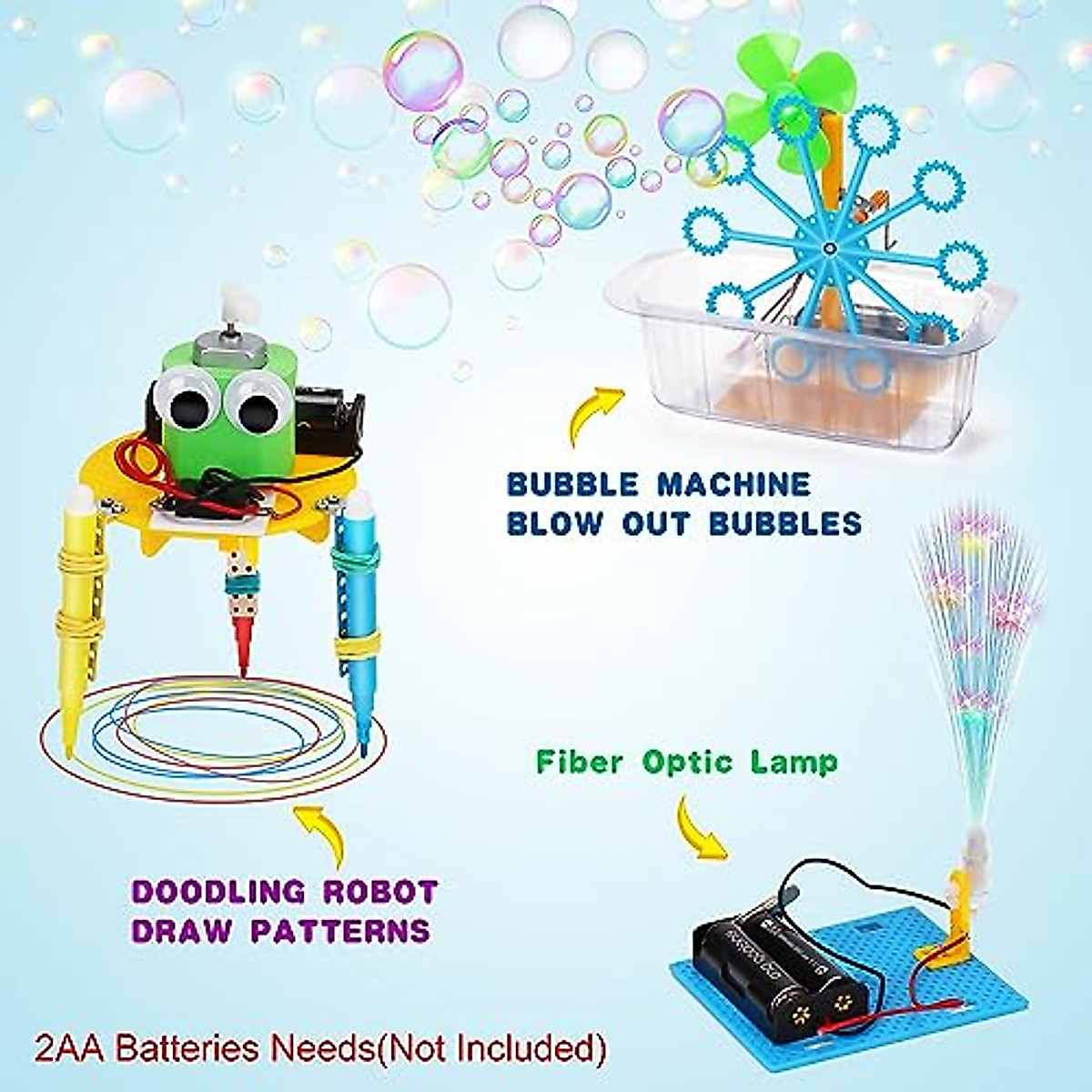 STEM Science Robotics Kit 6 Set Electronic Science Experiments Projects Activities for Kids DIY Engineering Building Kit Age 6-8 8-12 Motor Robot Toy for 6 7 8 9 10 11 12 + Years Old Boys Girls Gift