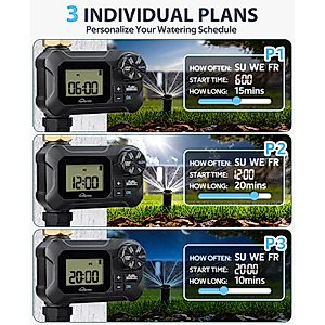 HOMENOTE Sprinkler Timer, Water Timer for Garden Hose, Programmable Hose Timer for Lawn Watering System Automatic Irrigation System with Rain Delay/Manual Mode, IP65 Waterproof