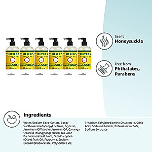 MRS. MEYER'S CLEAN DAY Hand Soap, Made with Essential Oils, Biodegradable Formula, Honeysuckle, 12.5 fl. oz - Pack of 6