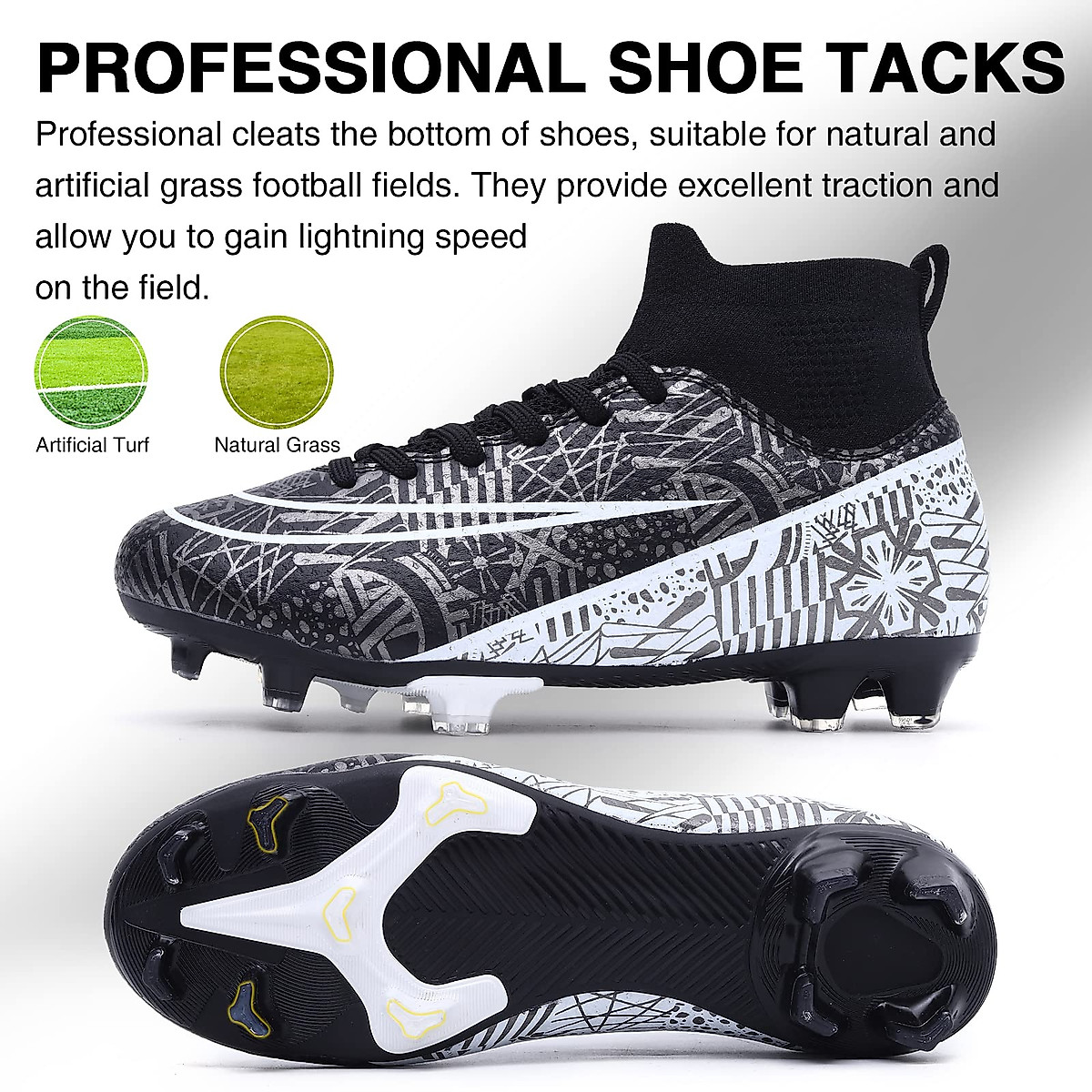 Mens Soccer Shoes Soccer Cleats Women Football Cleats Tacos De Futbol para Hombre Football Shoes for Turf Futsal Shoes Cleats Football Turf Cleats Professional Football Training Boots AG FG