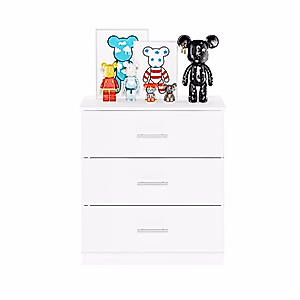 Furinno Tidur Simple Design Dresser, 3-Drawer Handle, Solid White