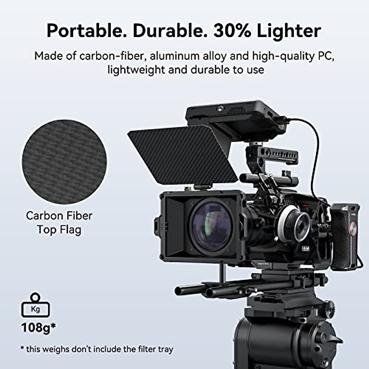 SmallRig Mini Matte Box Lite, DSLR Matte Box with Carbon Fiber Top Flag, for 67mm/72mm/77mm/82mm/95mm Lenses, for 4x5.65 Filter/Circular Filter - 3575