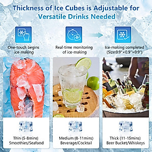 Commercial Ice Maker 350Lbs/24H, 1000W Stainless Steel Ice Machine with 310Lbs Ice Storage Bin, Free-Standing Ice Maker with LCD Panel Auto Operation, Industrial Ice Machine for Business
