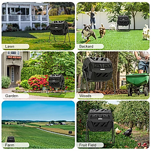 Compost Tumbler Bin Composter Dual Chamber 43 Gallon (Bundled with Pearson's Gardening Gloves)