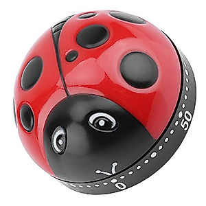 Kitchen Cooking Timer, Kitchen Timer, Ladybug ABS material Mechanical Wind-Up Anti-Rust Durable 60 Minutes for Cooking Game Exercise Office