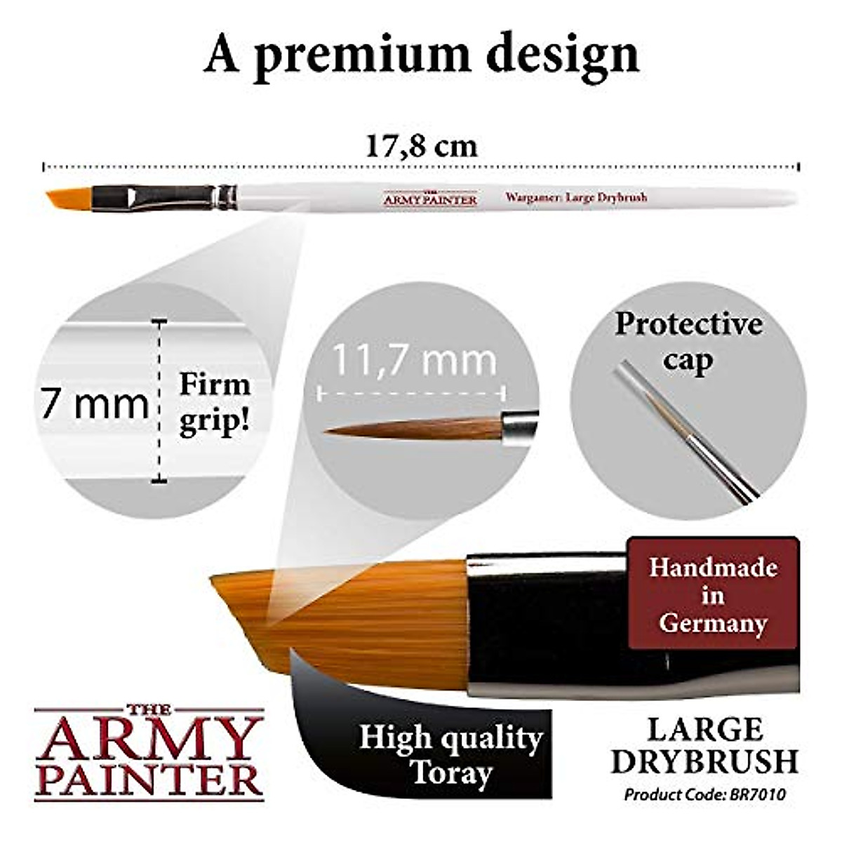 The Army Painter Wargamer: Large Drybrush - Hobby Miniature Model Paint Brush with Synthetic Toray Hair - Model Brushes & Miniature Paint Brushes for Miniature Painting The Army Painter Paint Set