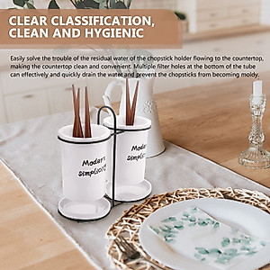 Angoily White Storage Box Ceramic Spoon Caddy Utensil Holder Japanese Countertop kitchen Utensils Organizer Chopstick Canister Cutlery Holder For Forks Knives Spoons Easy Chopsticks