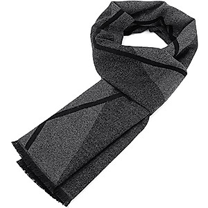Zando Winter Scarf Cashmere Scarf Buffalo Plaid Scarf Christmas Scarves Men's Cold Weather Scarves Neck Scarf for Men Black Scarf Wool Scarf Warm Scarf