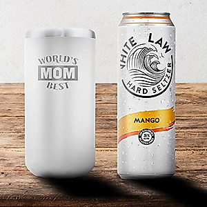 SoHo Slim Can Cooler Gift for Mom, Insulated for Skinny Beer or Hard Seltzer Can for Mothers Day/Birthday/Christmas "Worlds Best Mom" (Gift Boxed)