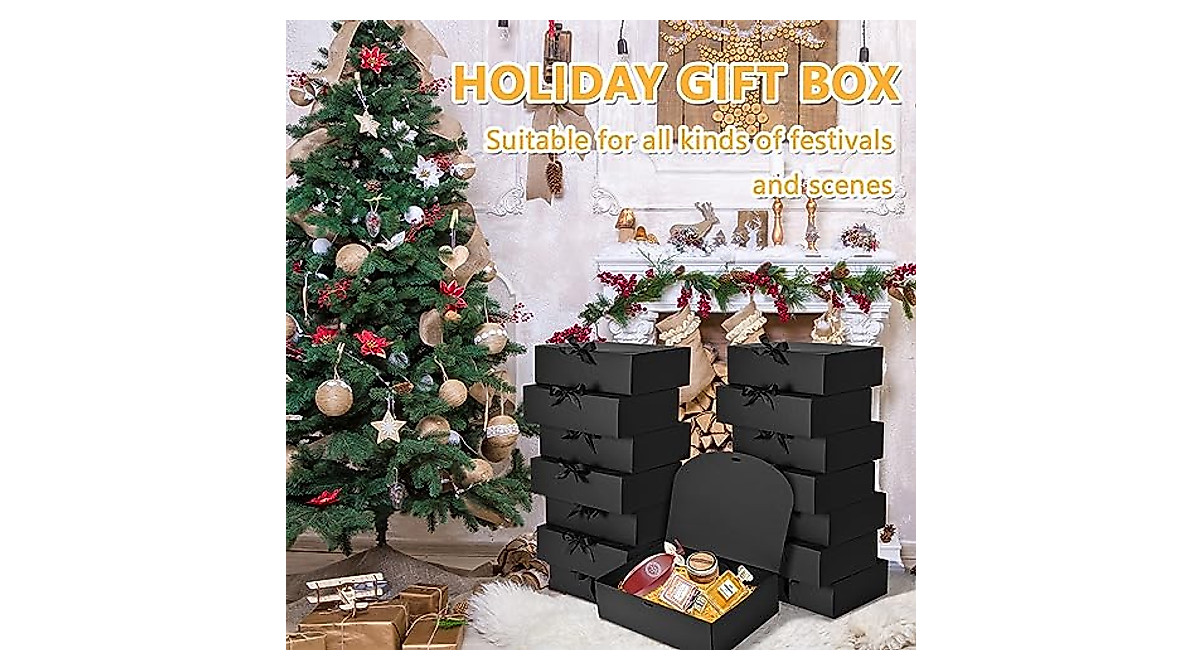 Luxury Black Gift Boxes - 12 Pack for Various Occasions