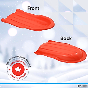 Superio Toboggan Snow Sled- 46” Plastic Open Back Sled for Kids and Adults- Heavy Duty Sled with Hole for Downhill Sledding, Winter Outdoor Sports, (Red, Blue, Green, Black)