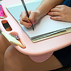 LapGear MyDesk Lap Desk with Device Ledge and Phone Holder - Rose Quartz - Fits up to 15.6 Inch Laptops - Style No. 44444
