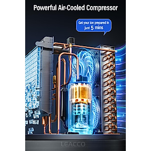 Leacco Commercial Ice Maker Machine 550LBS/24H with 350LBS Stainless Steel Storage Bin, Air Cooled Modular Ice Cube Machine, 1200W