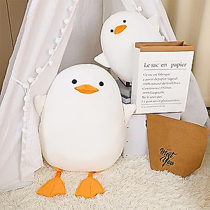 MELECERi White Duck Plush Toy Stuffed Animals Hugging Duck Plush Cute Plushies for Girls and Boys 13.7"