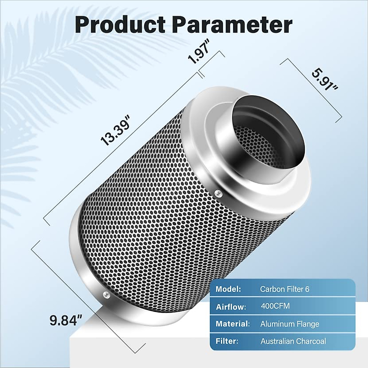 iPower Air Carbon Australia Virgin Charcoal, Smelliness Control Scrubber for Hydroponics Ventilation and Grow Tent, 6 inch Filter New, Silver