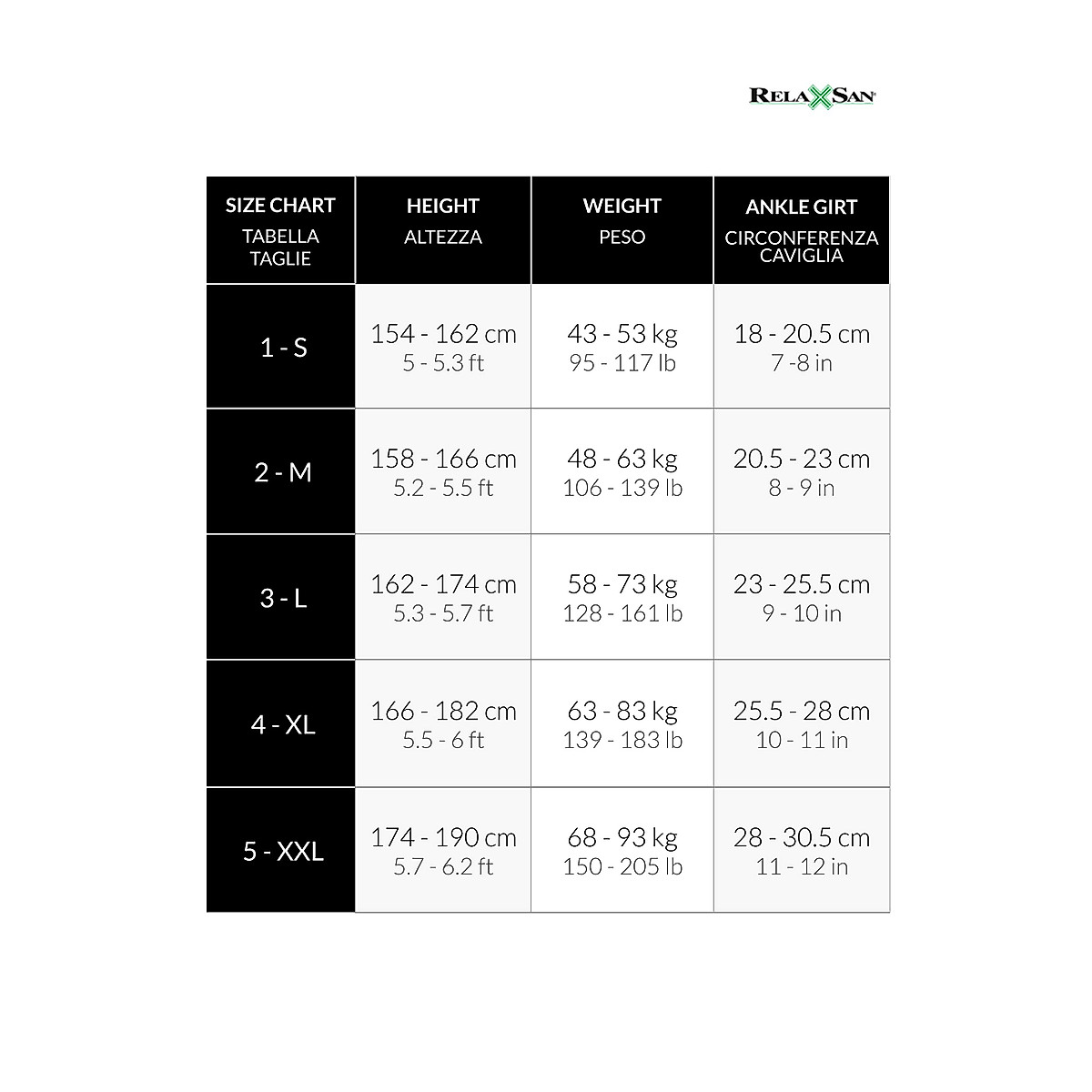 RELAXSAN Basic 950A (2 Pairs - Skin 4/XL) - open-toe firm support knee high socks 20-30 mmHg, 100% Made in Italy