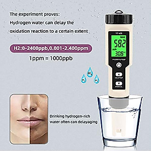 4 in 1 Portable Water Quality Monitor Test Pen 0.01-14.00pH Measuring Range PH ORP H2 Temperature Tester YY-400
