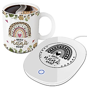 Nana Gifts, Nana Gifts for Mothers Day, Nana Gifts from Grandkids - Smart Warmer Thermostat Coaster with Mug, Grandma Birthday Gift, Beverage Warmer Maintain Temperature 120℉-140℉