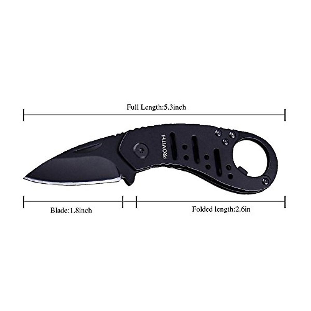 Promithi Utility Pocket EDC Folding Knife with Bottle Opener & Clip, Key chain, Multipurpose for Camping, Hiking, Outdoor Activities, Black
