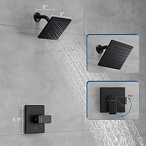 Esnbia Tub Shower Kit, Bathtub Shower Faucet Set（Valve Included) with 6-Inch Rain Shower Head, Single-Handle Shower Trim Kit, Matte Black