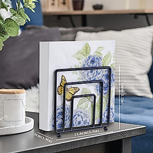 Napkin Holder for Table, JJOO Black Napkin Holders for kitchen, Napkins Holder Dispenser for Indoor & Outdoor Table (Metal, Black)