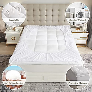 Yarnsoft Full Size for Back Pain, Cooling and Breathable Mattress Pad Covers, Extra Thick Mattress Topper 16-21" Elastic Deep Pockets ，All Season Bedding, (54 "x75) White