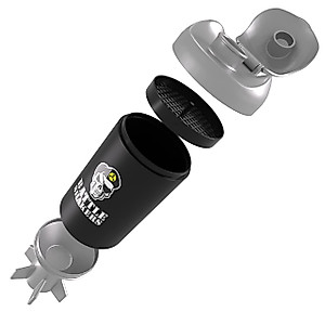 Battle Shakers Mortar Shaker Cup | Military Themed Shaker Bottle | Leak-Proof Protein Cup with Storage Compartment | Mix Protein Powders & More | Durable & Dishwasher Safe | 20 Oz Black/Silver
