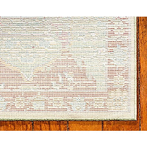 Unique Loom Austin Collection Vibrant Colors, Abstract, Traditional Area Rug, Rectangular 8' 0" x 10' 0", Light Green/Beige