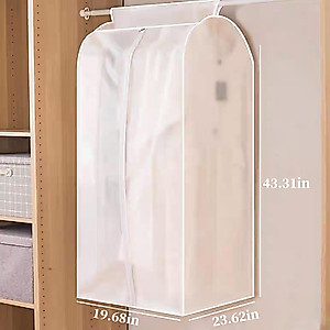 Clear Garment Bags for Hanging Clothes, Suit Coat Cover for Closet Storage, Zipper Clothing Protector, Set of 2