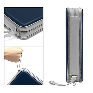 CD Case, Siveit DVD Case Holder 96 Capacity Hard Plastic CD DVD Disc Cases Storage Binder Wallet for Car Home Office Travel (Dark Blue)