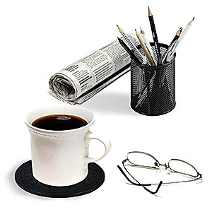 Drink Coasters,365park PU Leather Coasters Set of 6 with Holder for Glasses