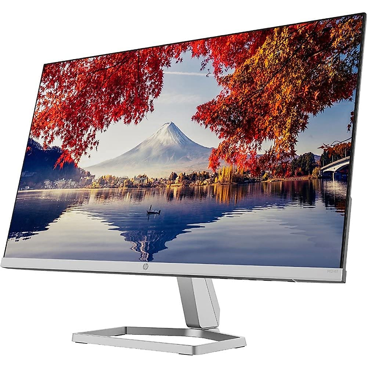 HP New M24f Monitor 2-Pack - 2D9K0AA#ABA - 23.8" FHD 1080p IPS LED Anti-Glare Monitor, AMD FreeSync, 70Hz, 300 nits, HDMI & VGA Ports, Tilt - Silver and Black