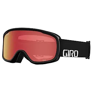 Giro Cruz Ski Goggles - Snowboard Goggles for Men, Women & Youth - Anti-Fog - OTG - Black Wordmark Strap with Amber Scarlet Lens