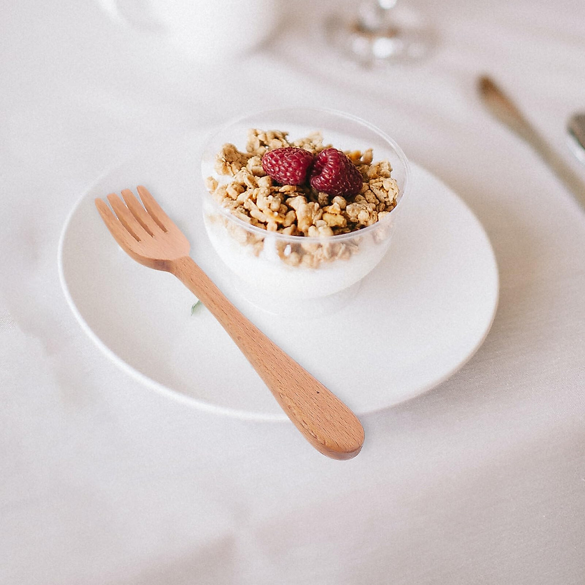 UPKOCH 1 Set Wood Cutlery Wood Flatware Western Food Flatware Toddler Cutlery Bamboo Utensil Steak Fork Spoon Kit Household Cutlery Kit Tableware Student Wooden Portable and Fork