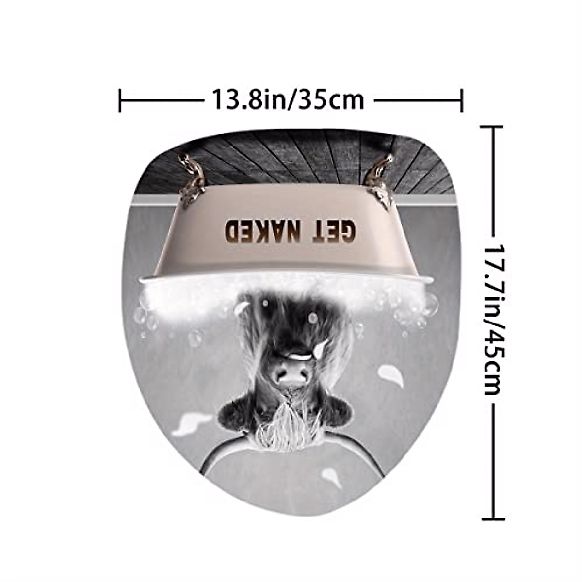 NEWSWELL 4pcs Bathroom Set Highland Cow Bull Shower Curtain 70.8 X 70.8Inch, Get Naked Grey Western Farmhouse with Blanket and Toilet Cover Bath Mat,Polyester Fabric Waterproof 12 Pack Plastic Hooks