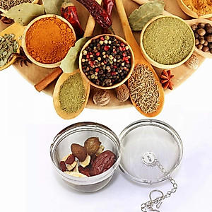 Stainless Steel 3 Inch Twist-Lock Spice Ball Chained Lid Sphere Mesh Tea Strainer Herb Spice Filter