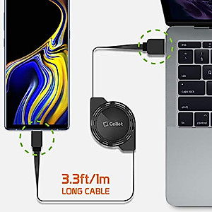 Retractable USB-C Cable, Type-C 3 Feet Charging Cable Compatible to Samsung Galaxy Z Flip, Z Fold, Note 20 S22 S21 S20 Google Pixel LG Moto iPad Mini, iPad Pro, iPad Air (USB-A to USB-C) (2Pack)