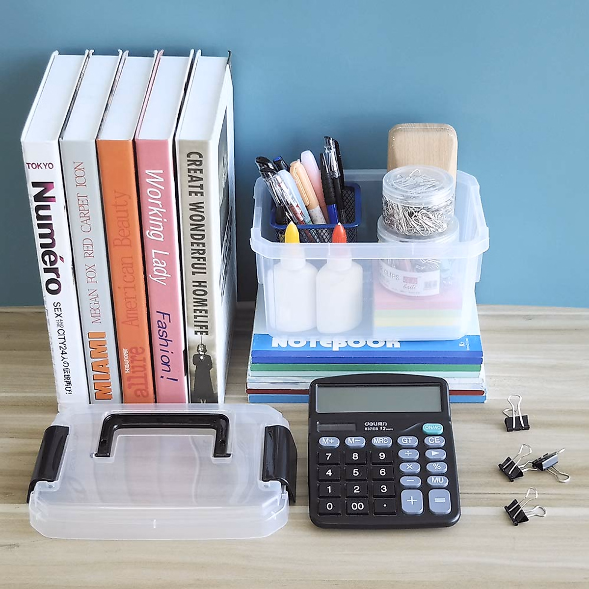 Nicesh 2 L Clear Mini Plastic Storage Box, Tiny Clear Storage Bin, 4-Pack