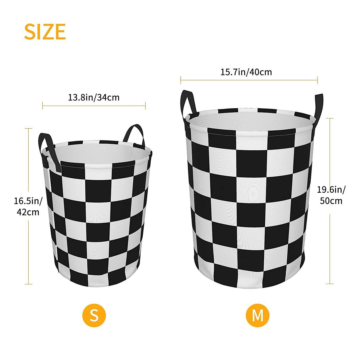 Foruidea Black and White Checkerboard Pattern Laundry Basket,Laundry Hamper,Collapsible Storage Bin, Oxford Fabric Clothes Baskets,Nursery Hamper For Home,Office,Dorm,Gift Basket