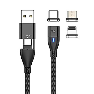 BoxWave Cable Compatible with Dell Latitude 7320 Detachable - MagnetoSnap PD AllCharge Cable (100W), Magnet PD 100W Charging Cable USB Type-C Micro USB for Dell Latitude 7320 Detachable - Jet Black