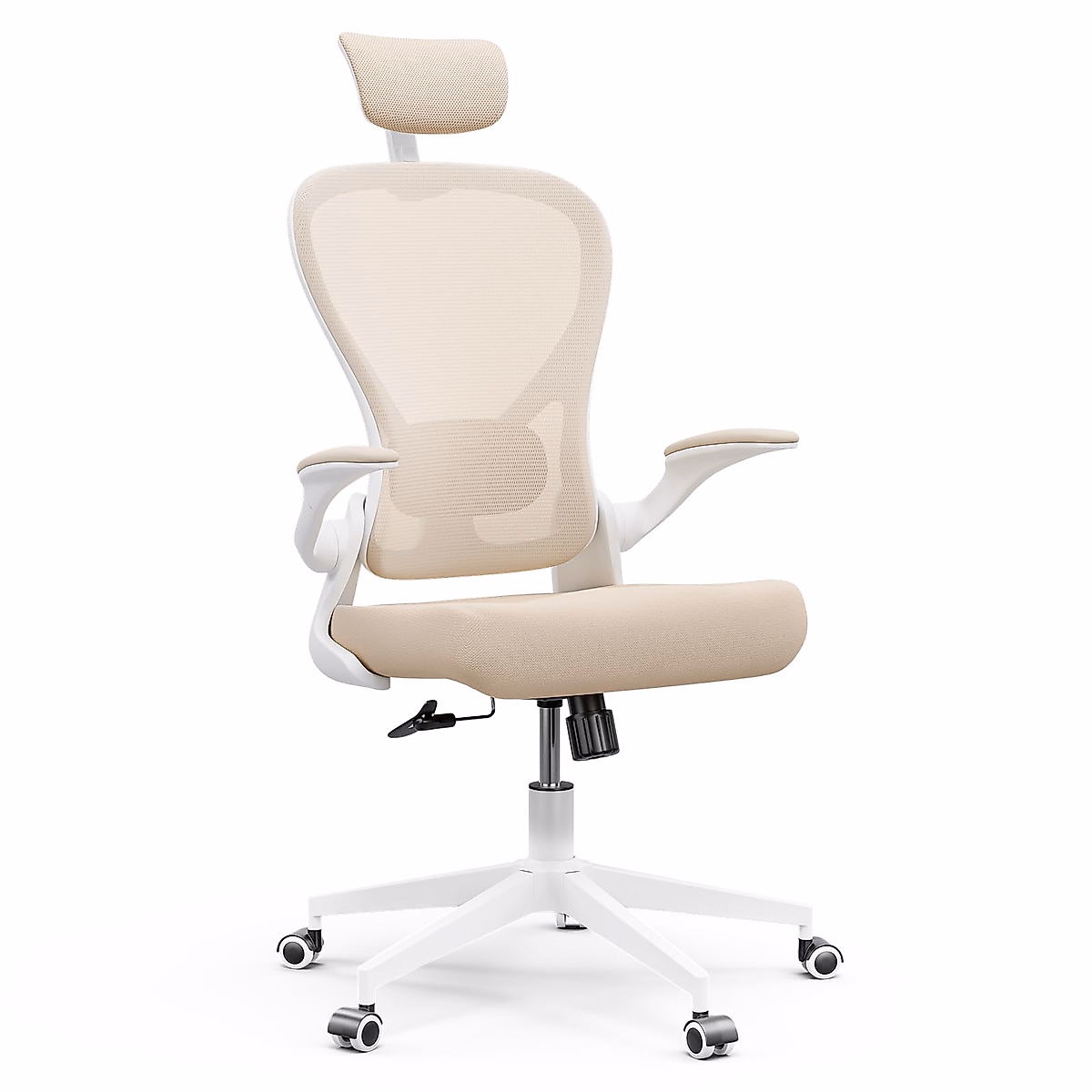 Frylr Heavy Duty Office Chair - Ergonomic Plus Size Desk Chair for Home Office Use, Supportive Mesh Design for Big and Tall People, 400lbs Capacity, Khaki