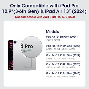 PITAKA iPad Pro 12.9 Case, Compatible with iPad Air 13 Inch (M2) & iPad Pro 12.9 (3-6th Gen) 2022/2021/2020/2018, Lightweight Portrait/Landscape Magnetic Case with 4 Standing Angles - Black