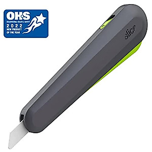 Slice 10563 Auto-Retractable Squeeze-Trigger Utility Knife, Safer Choice, Never Rusts, Lasts 11x Longer Than Metal, Finger Friendly Ceramic Blade, 1 Pack