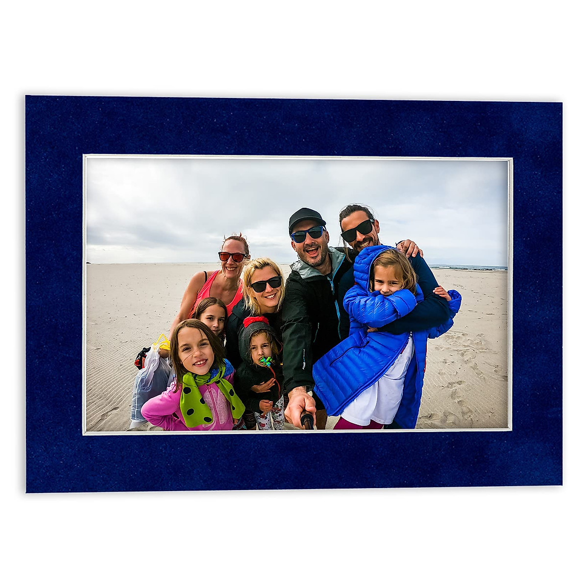 8x11 Mat Bevel Cut for 5.5x8.5 Photos - Acid Free Brooke Blue Suede Precut Matboard - For Pictures, Photos, Framing - 4-ply Thickness