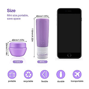 Travel Bottles TSA Approved, TCJJ 3oz BPA Free Silicone Travel Container, Leakproof Squeeze Travel Tube Cream Jars with Bag, Toiletry Bottle Set for Cosmetic Shampoo Conditioner Lotion Liquids (9 Pcs)