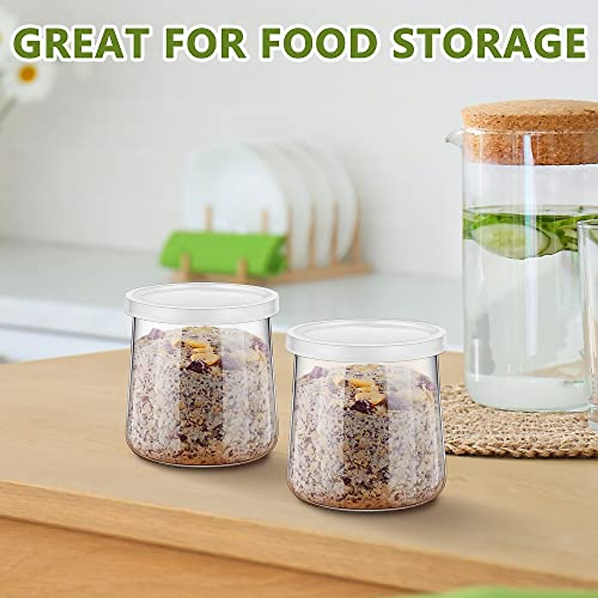 Tessco Yogurt Container Lids Canister Not Included Clear Plastic Jar Replacement Covers Compatible with Oui Jars(24 Pieces)